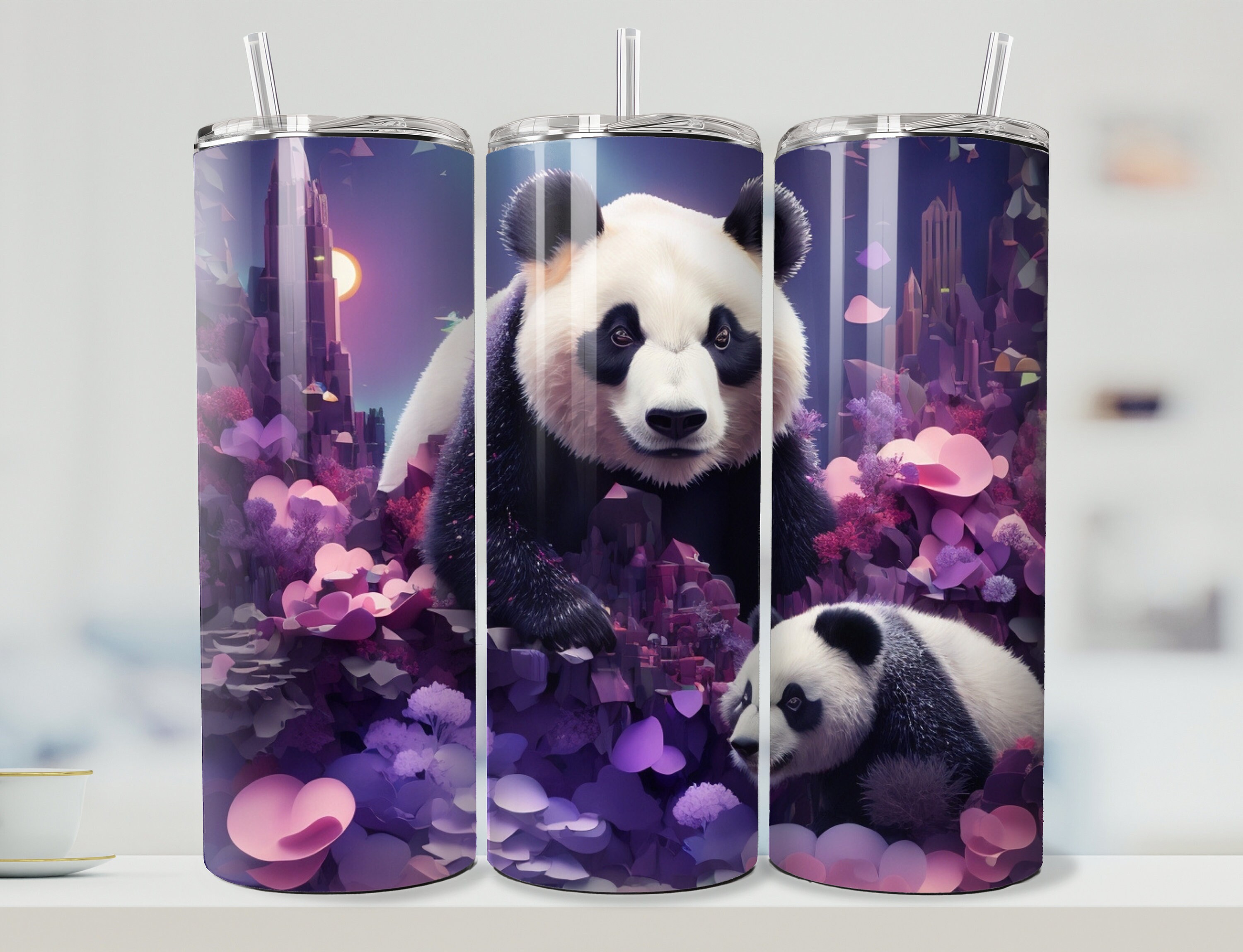 Panda 20 Oz Skinny Tumbler Wrap | Panda Tumbler Wrap | Panda and ...