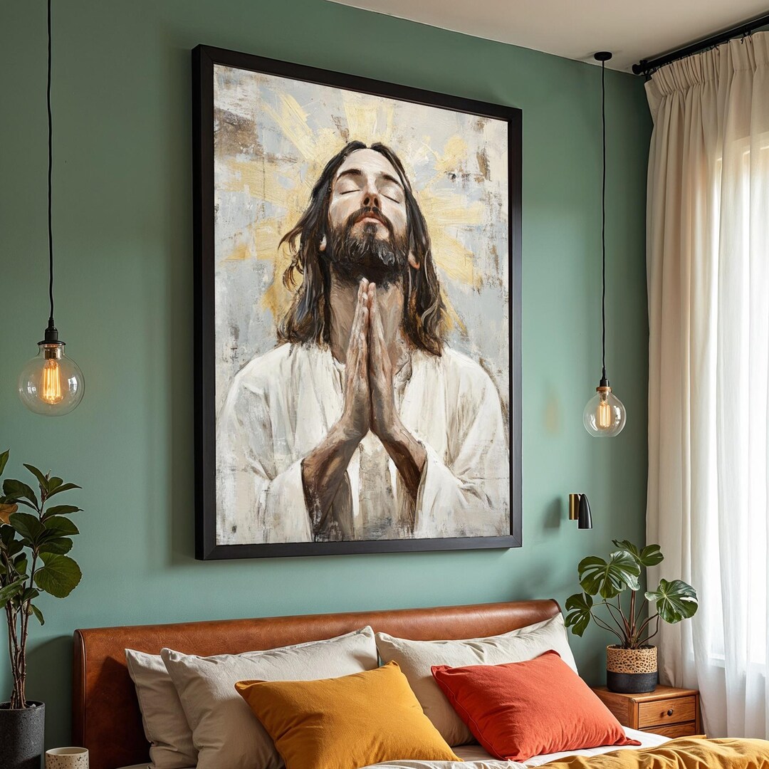 Praying Figure Canvas, Spiritual Wall Art, Religious Printing, Wall Art ...