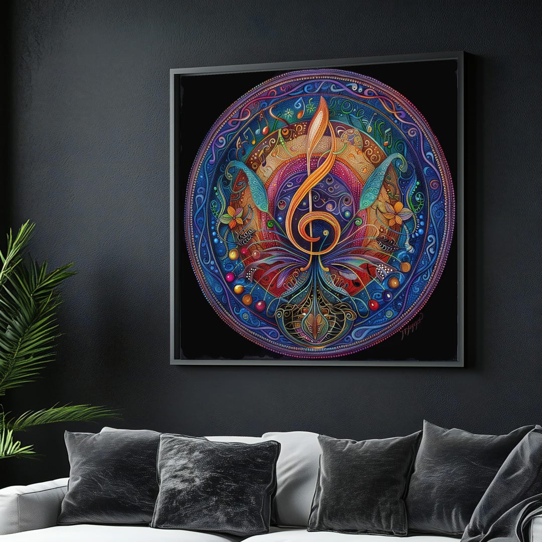 Colorful Treble Clef Canvas, Musical Art, Abstract Music Notes, Wall ...