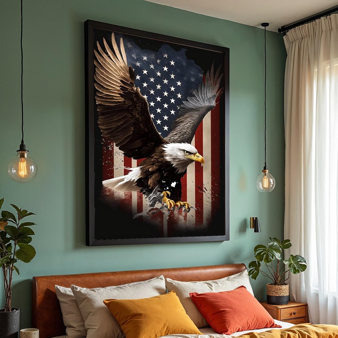 Bald Eagle Atlas Canvas, Patriotic USA Flag, American Eagle Wall Art ...