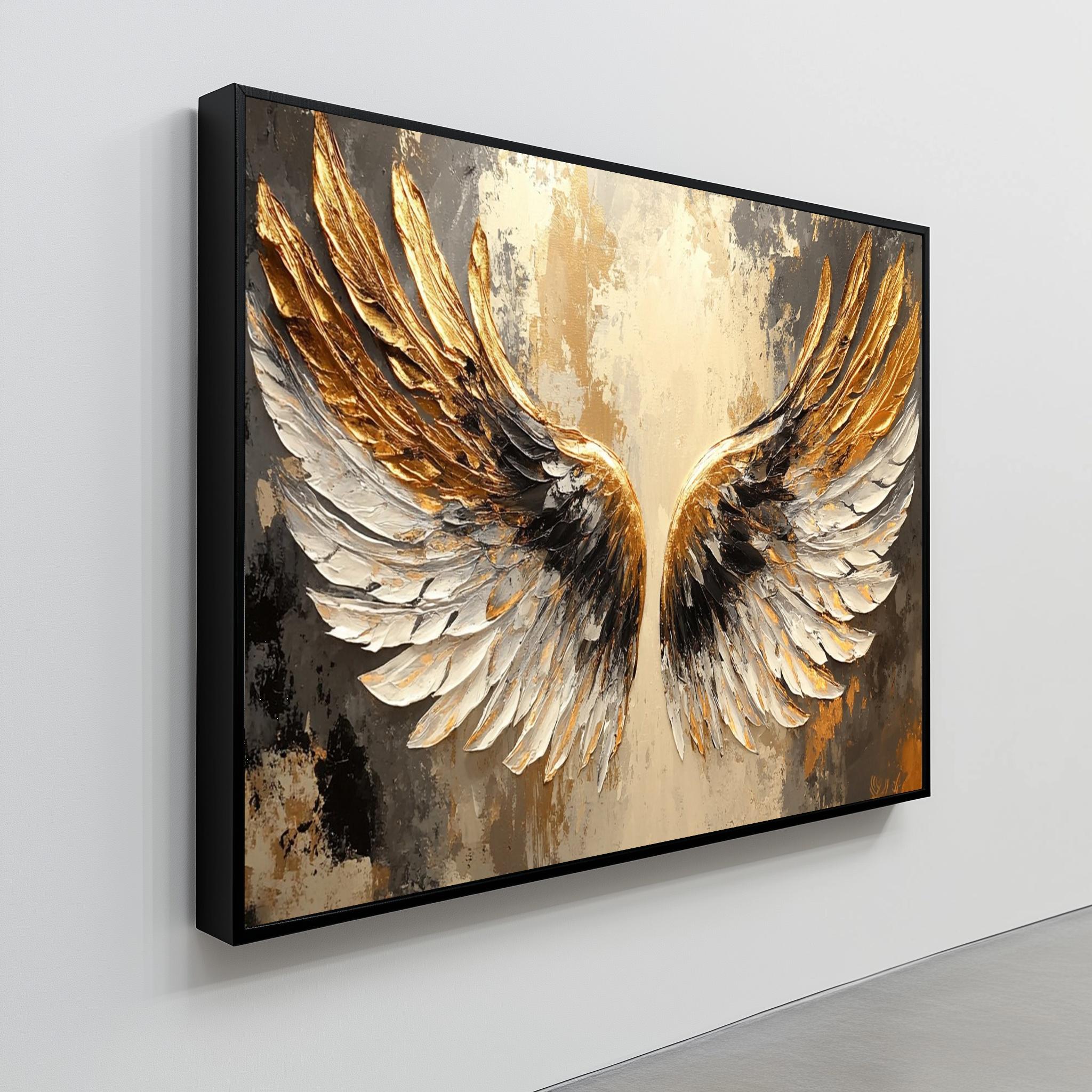 Golden Angel Wings Canvas, Textured Wings Wall Art, Elegant Metallic ...