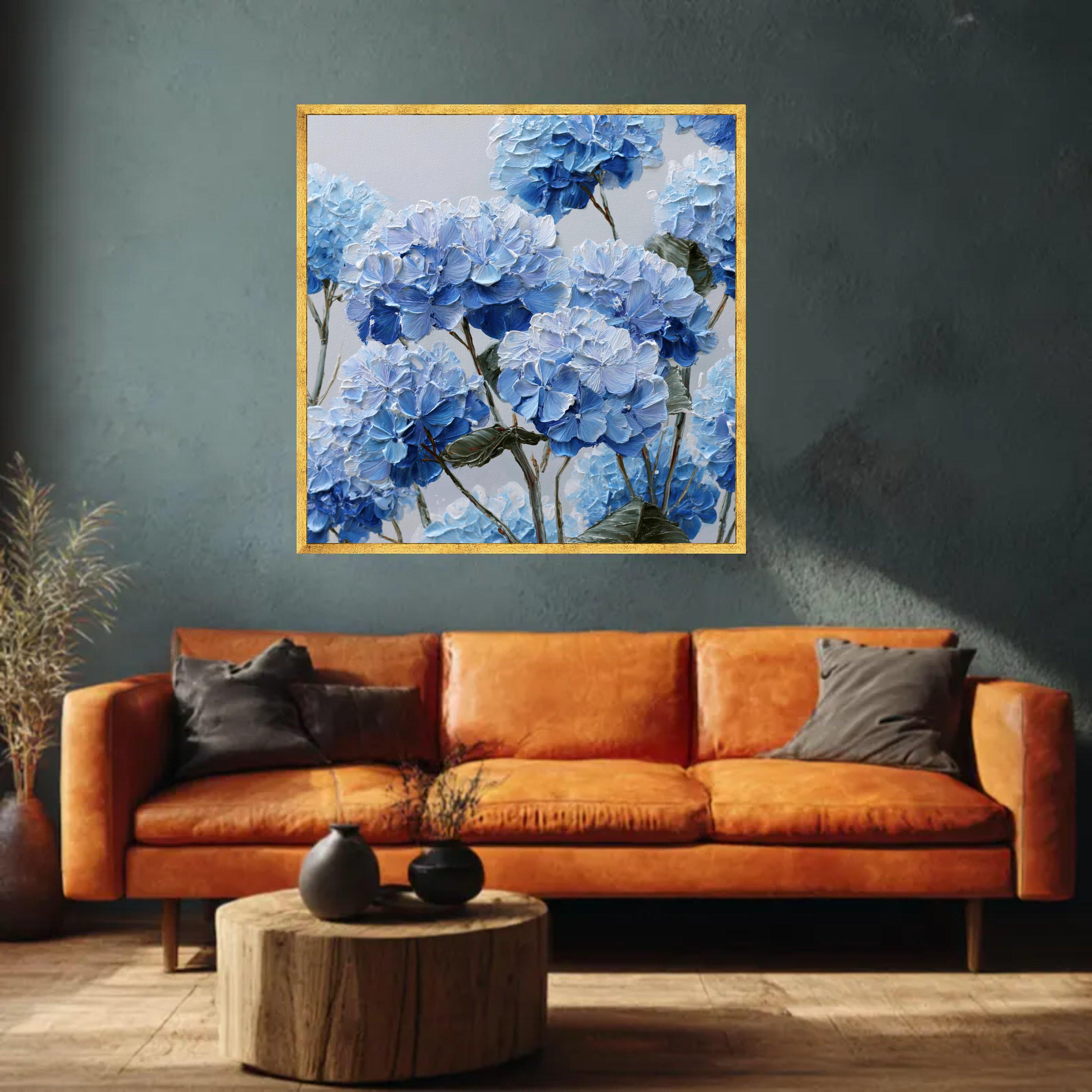 Blue Hydrangea Blossom Canvas Wall Art, Floral Printing Decor, Print ...