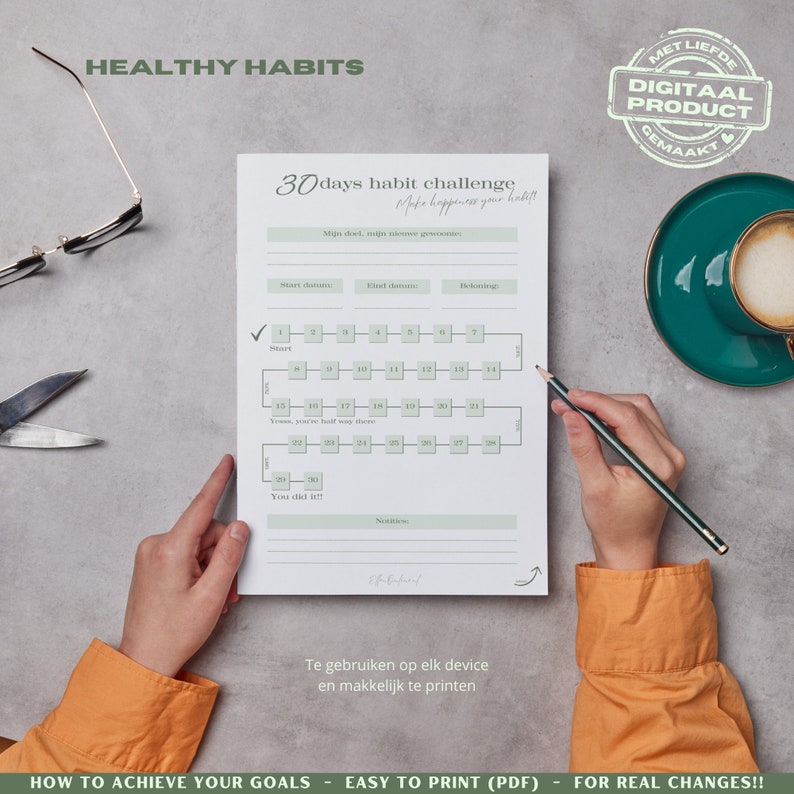 Healthy Habits Plan | Health Tracker | 30 Day Challenge | Mood Tracker ...