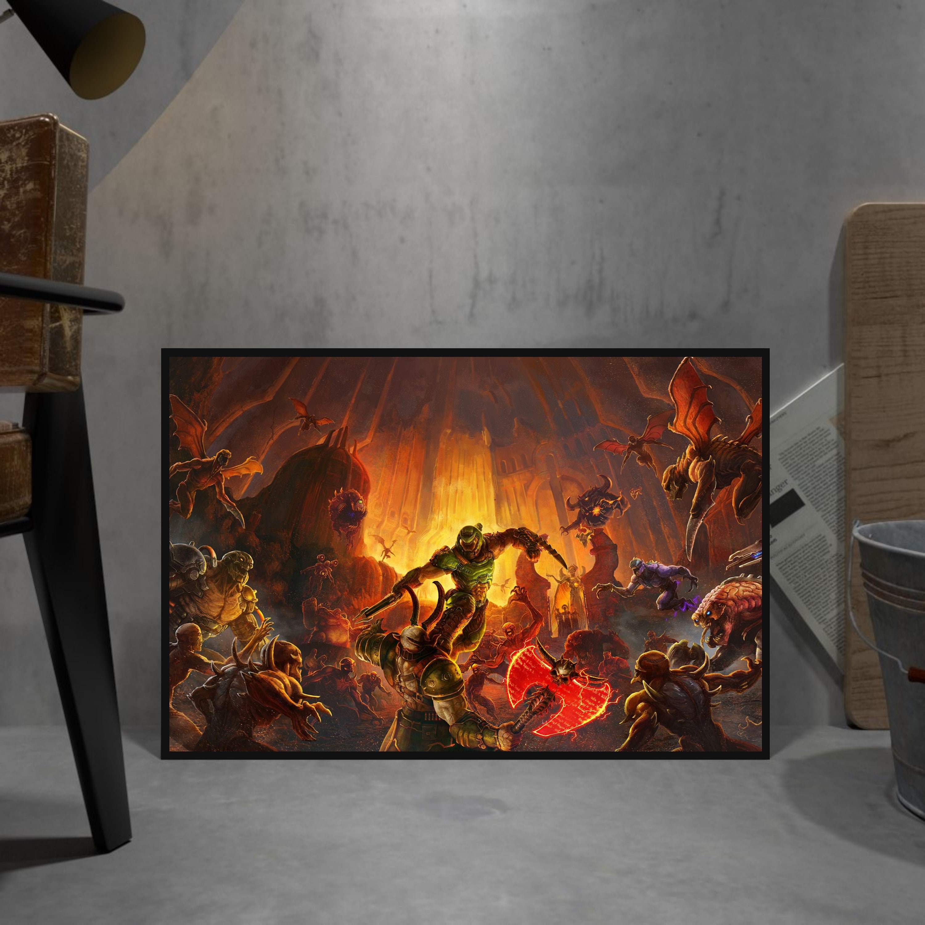 Doom Poster, Eternal Wall Art, Game Poster Gift, Wall Decor, Canvas ...