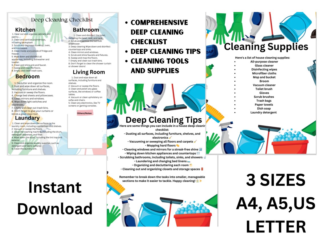 Deep Cleaning Checklist , Cleaning Schedule , Cleaning Checklist ...