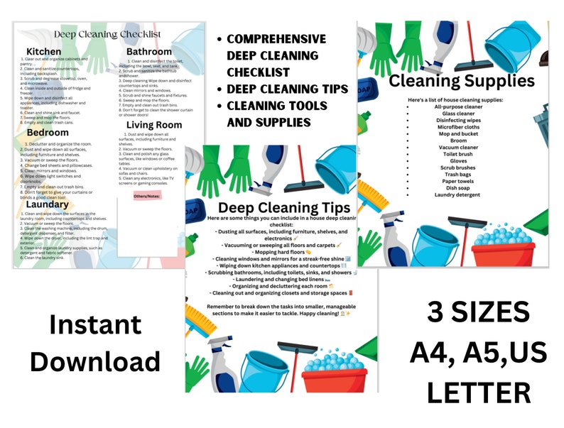 Deep Cleaning Checklist , Cleaning Schedule , Cleaning Checklist ...
