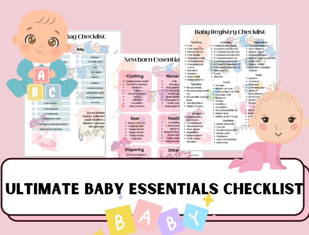 Baby Essentials Checklist, Hospital Bag Checklist, Printable Baby ...
