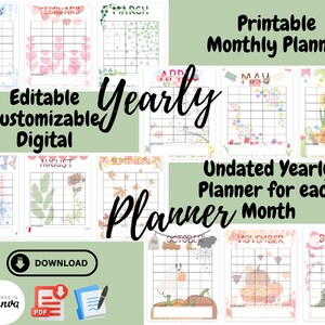 Editable Yearly Planner Printable and Digital - Etsy