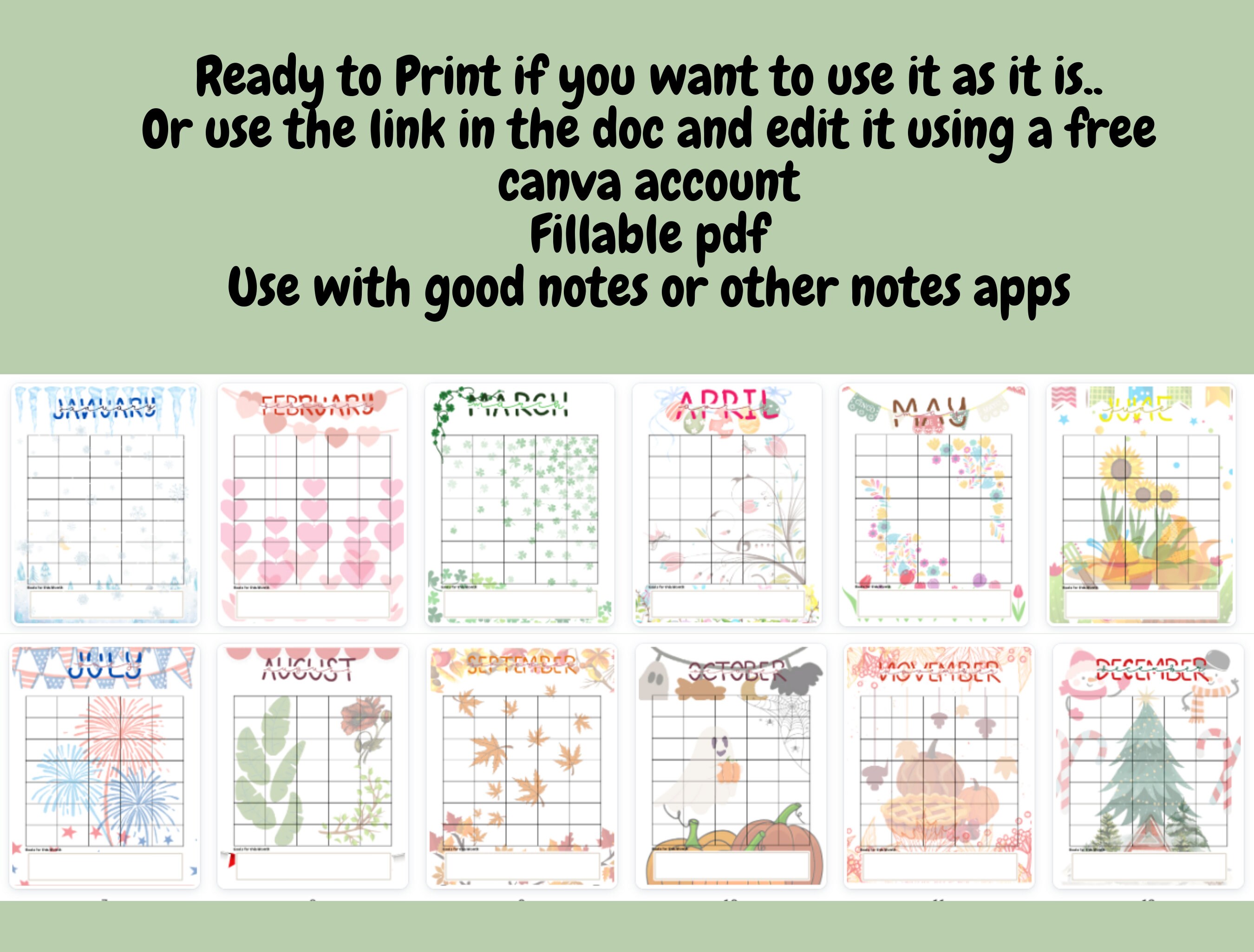 Editable Yearly Planner Printable and Digital - Etsy