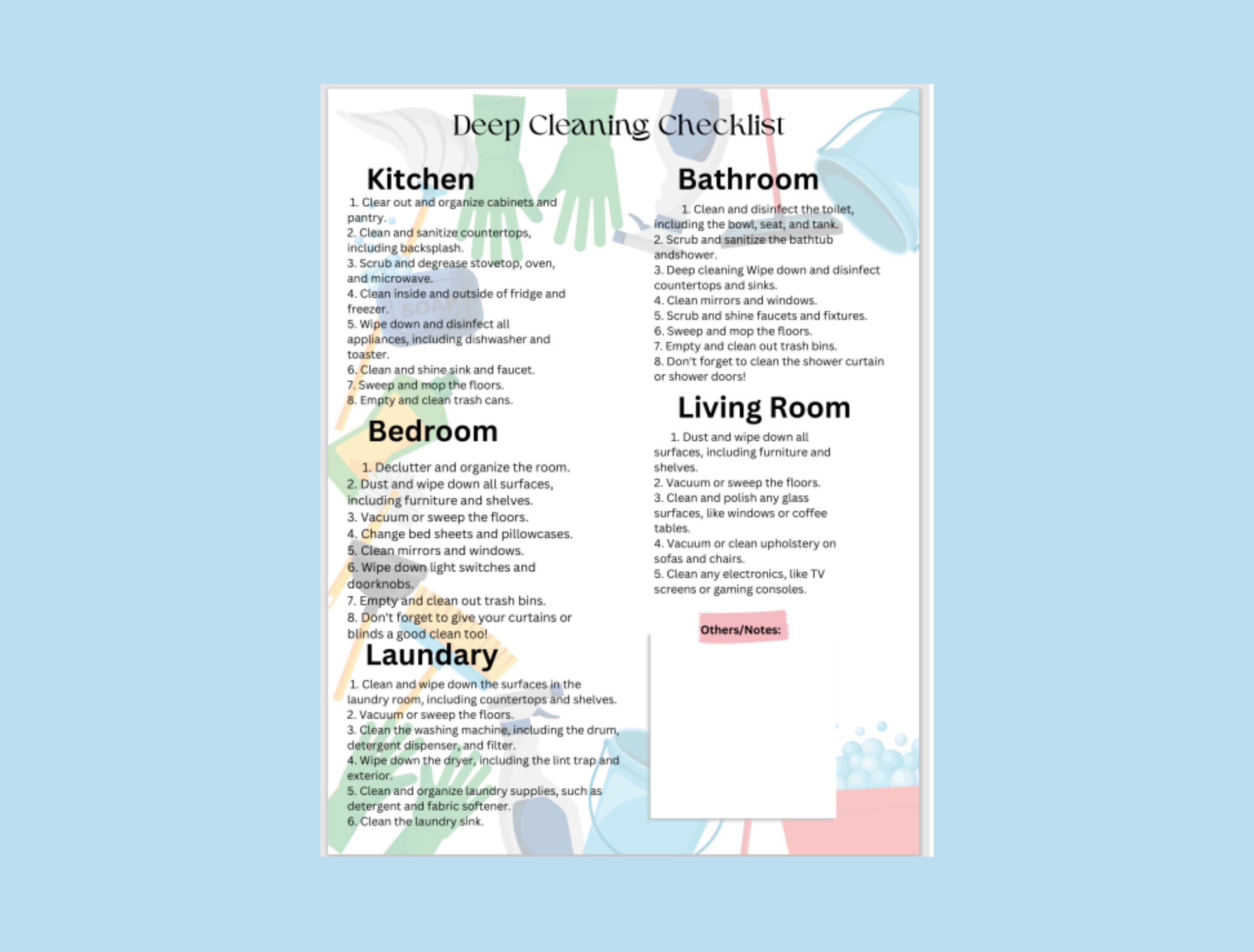 Deep Cleaning Checklist , Cleaning Schedule , Cleaning Checklist ...