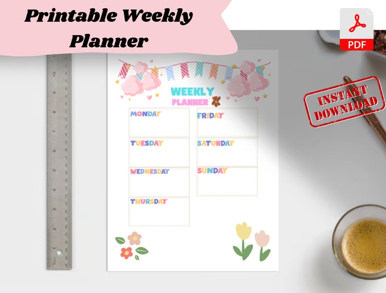 Weekly Planner Printable Printable Weekly Planner for Kids - Etsy