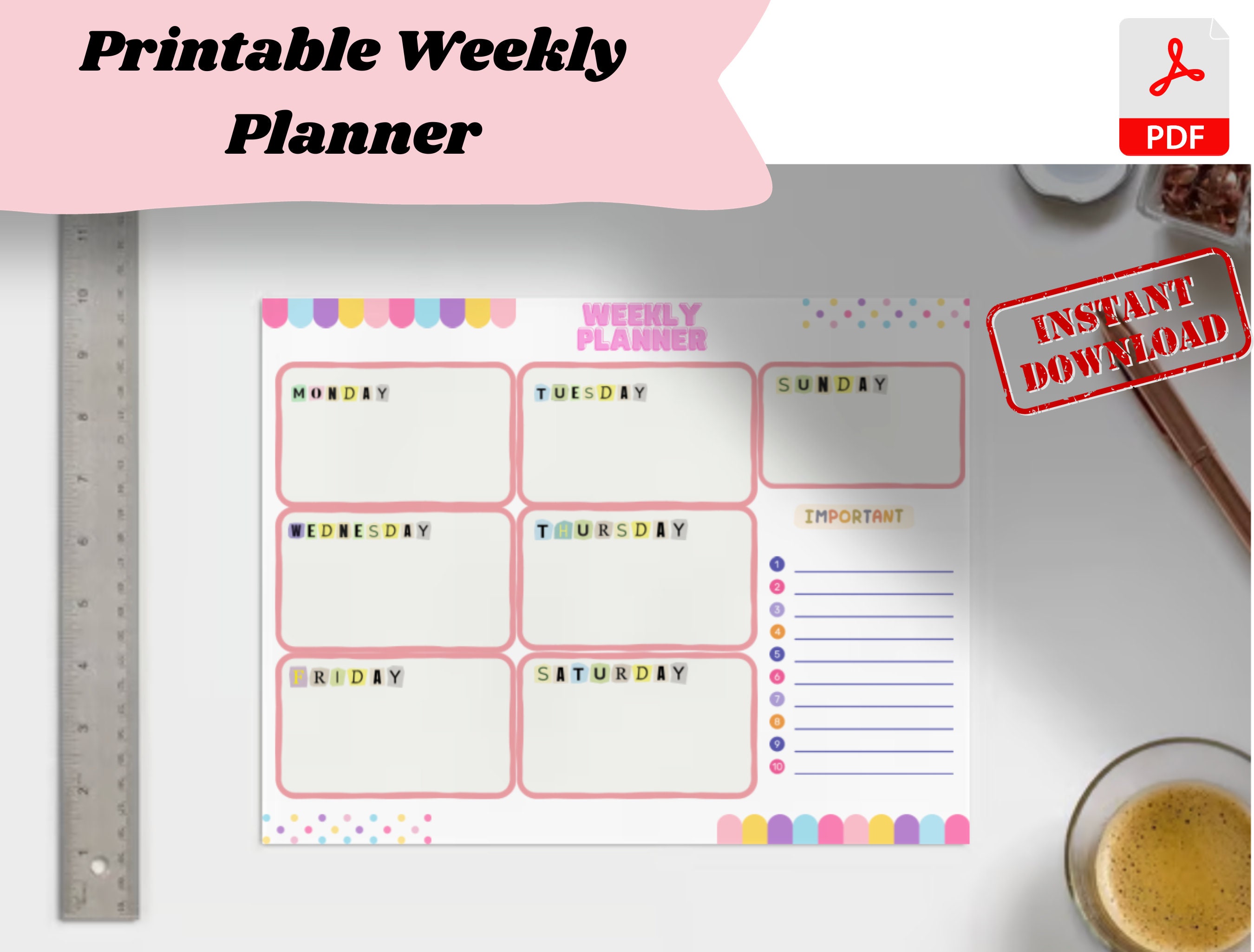 Printable Weekly Planner - Etsy
