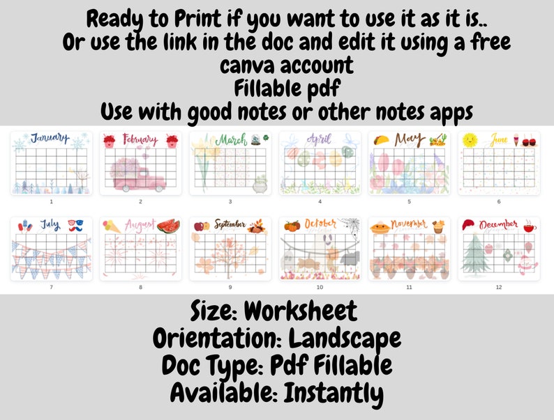 Editable Monthly Planner Printable - Etsy