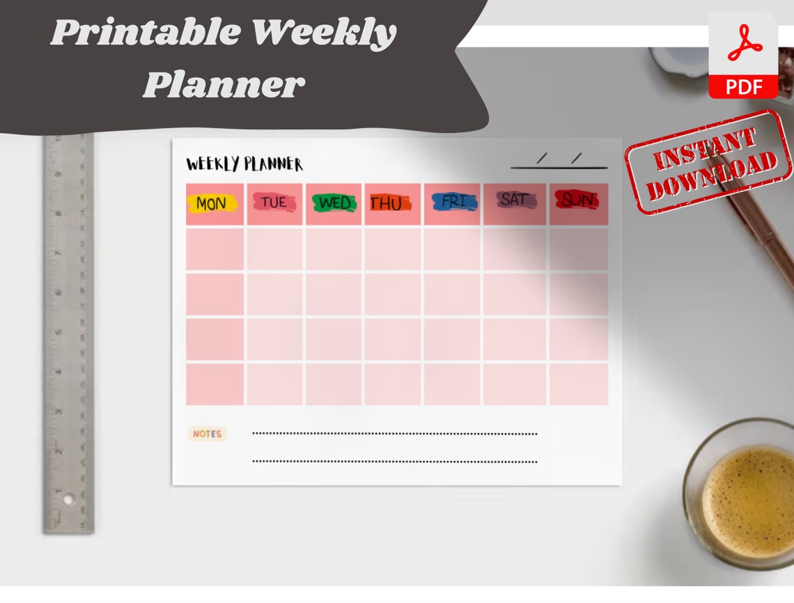 Weekly Planner, Printable Weekly Planner for Kids, Weekly Schedule ...