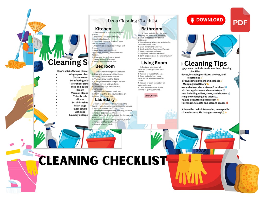 Deep Cleaning Checklist , Cleaning Schedule , Cleaning Checklist ...