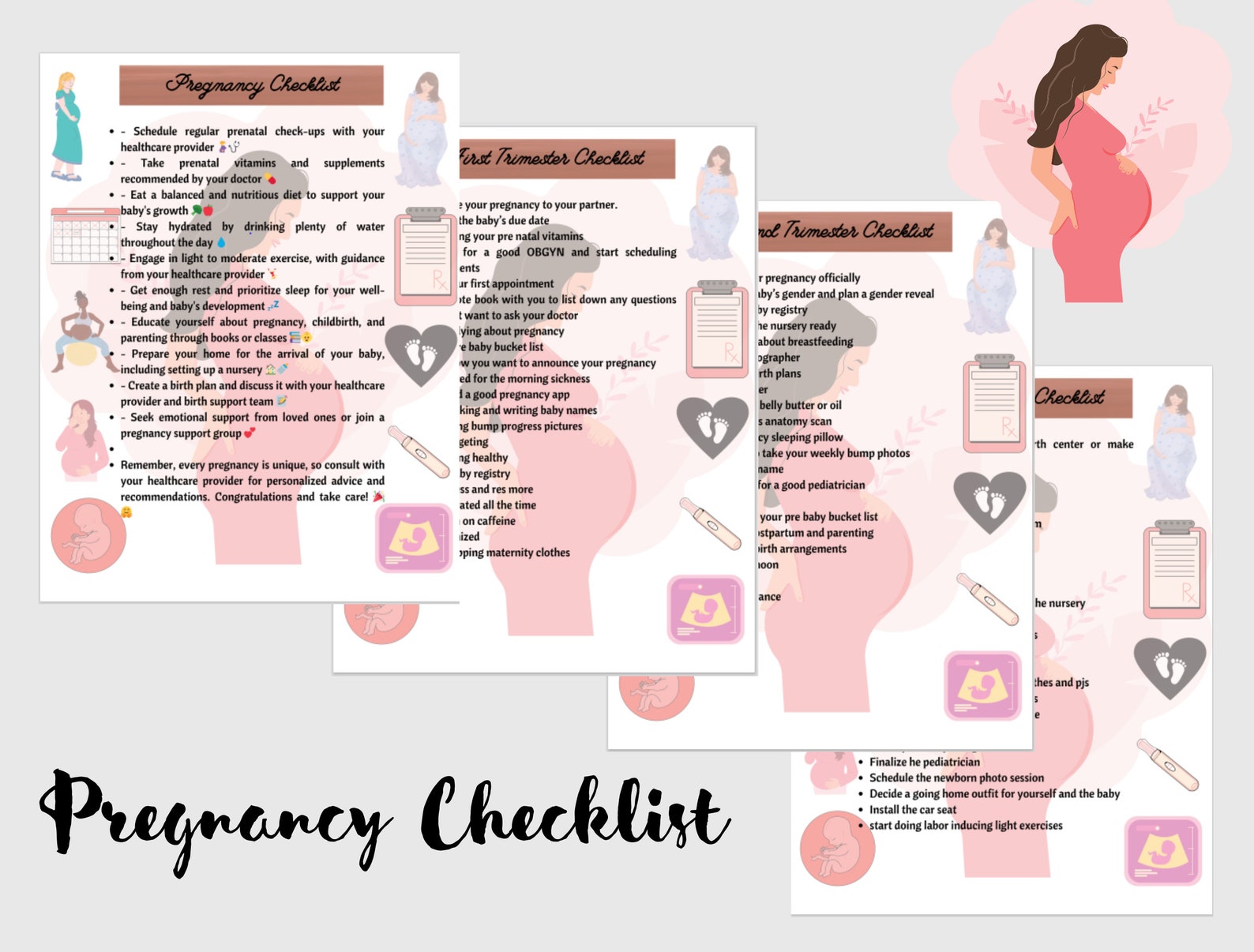Pregnancy Checklist, Pregnancy Checklist by Trimester, Pregnancy ...