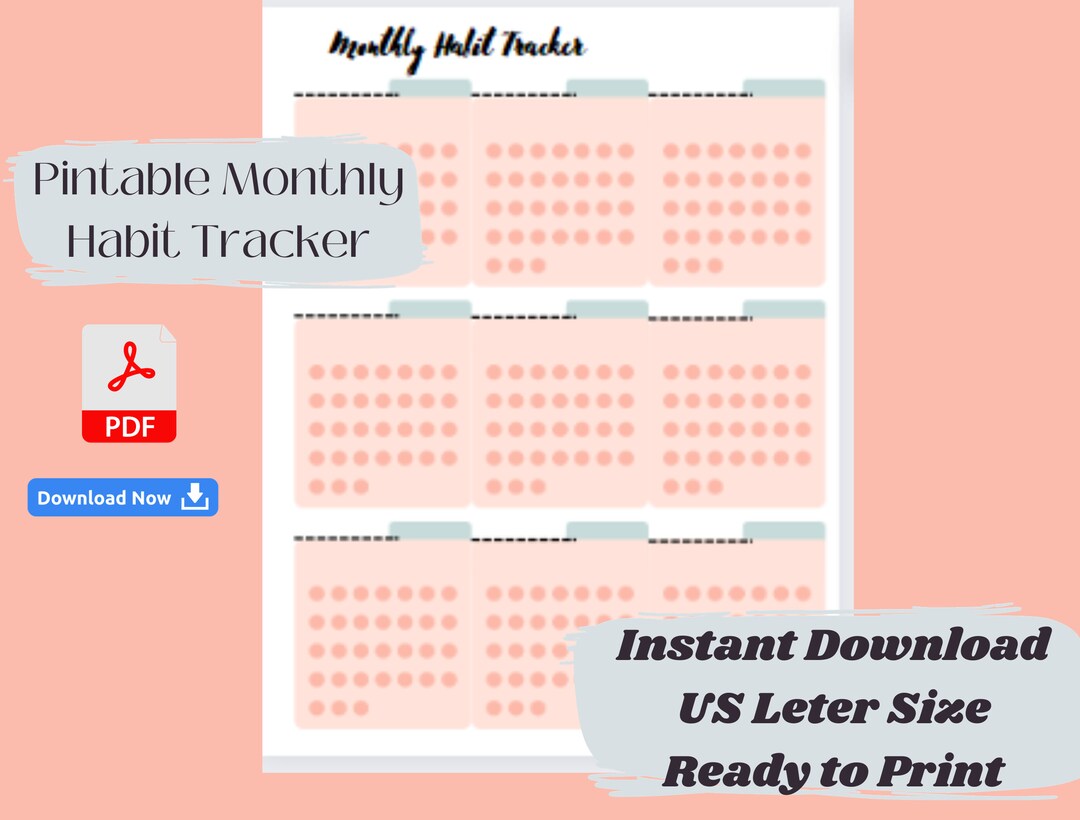 Monthly Habit Tracker - Etsy