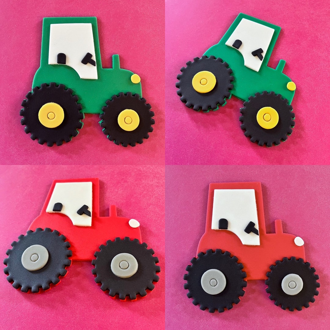 Edible 5.5inch TRACTOR Red or Green Farm Vehicle Cake Topper - Etsy