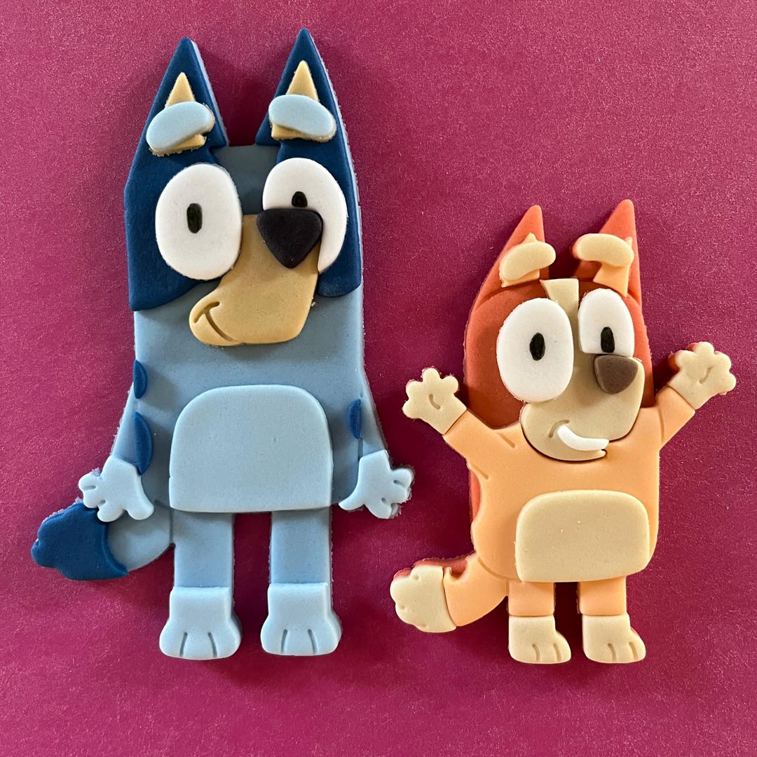 Edible Bluey Bingo Standing Body Blue Dog Birthday Cake Decorations ...