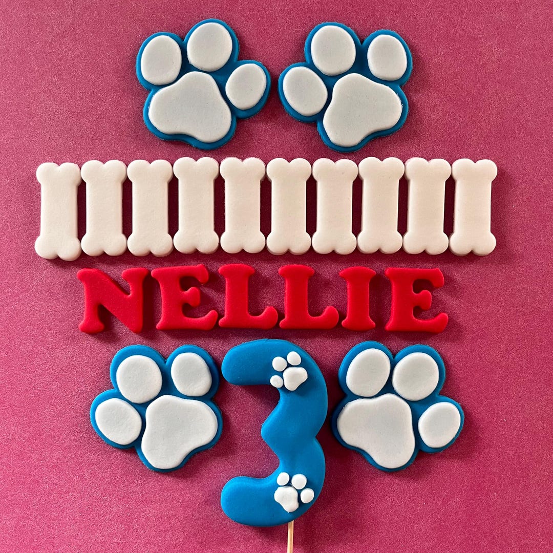 Edible Paw Prints, Bones, Shield, Name, Age, Letters Numbers - Icing ...