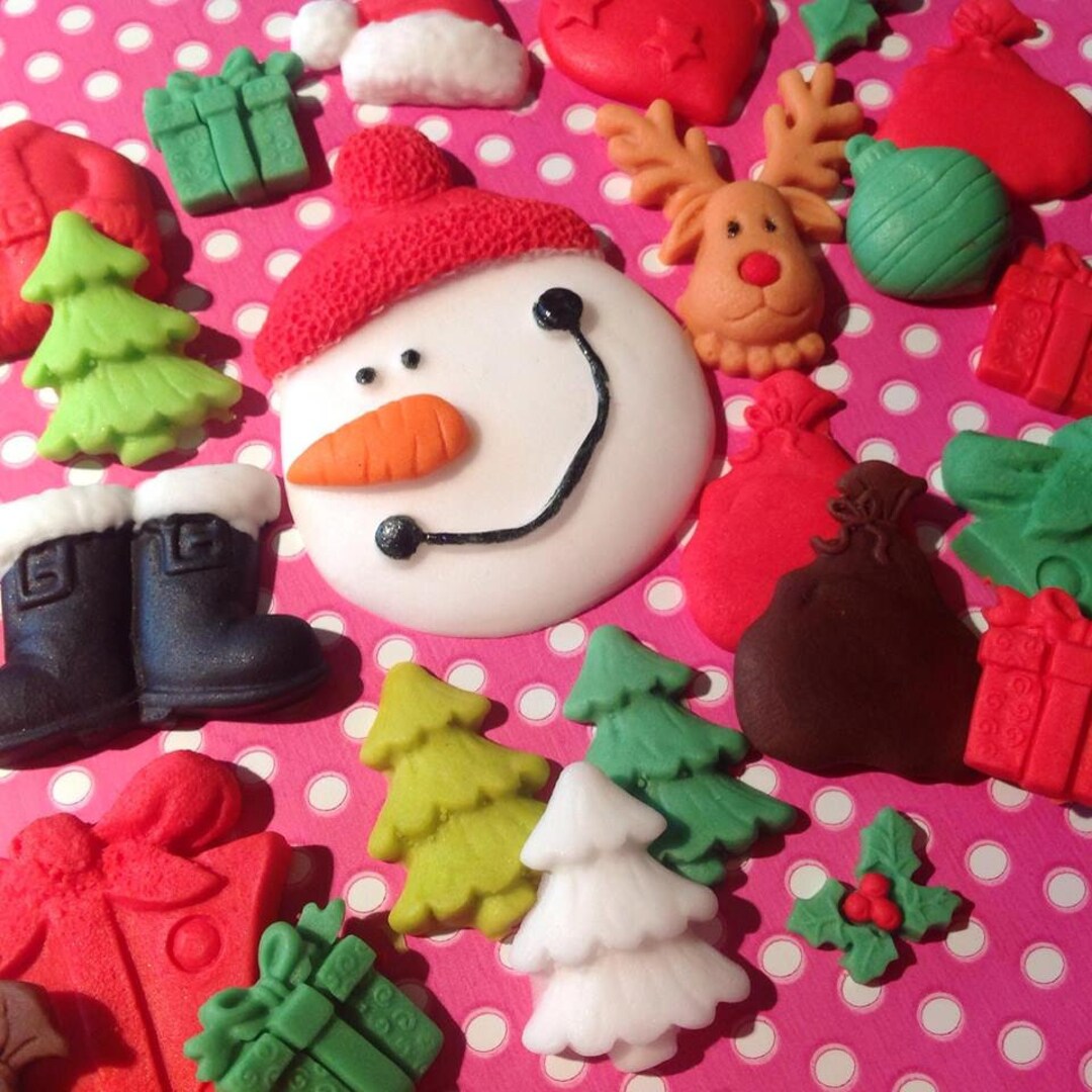 24 Edible Santa Set MERRY CHRISTMAS Letters With Santa Santa - Etsy