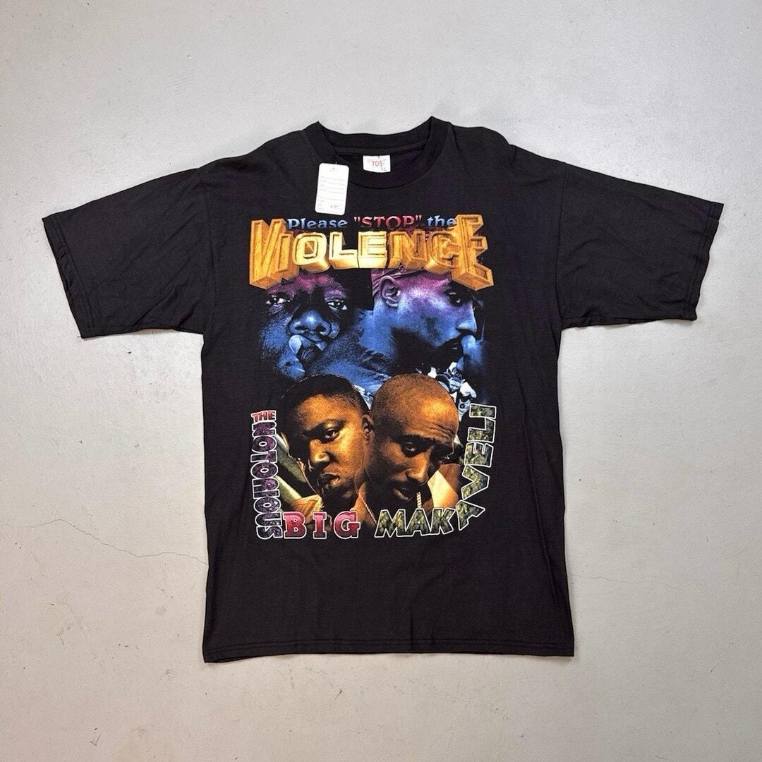 1990 Vtg Please Stop the Violence 2pac Biggie Rap Tee Deadstock No Rot ...