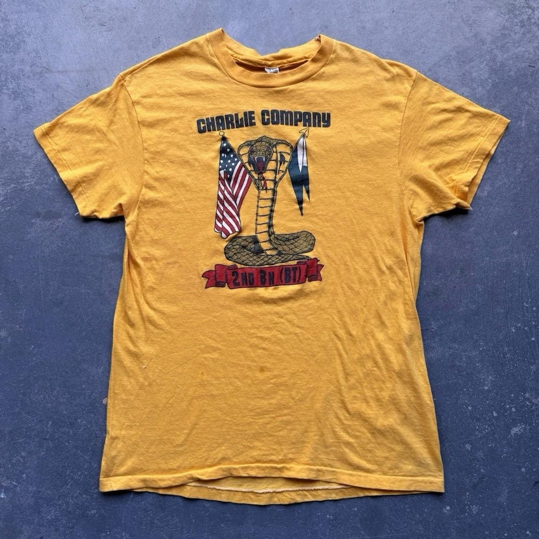 1970’s USMC Charlie Company 2nd Bn (BT) Tee Shirt Yellow Snake Size L ...