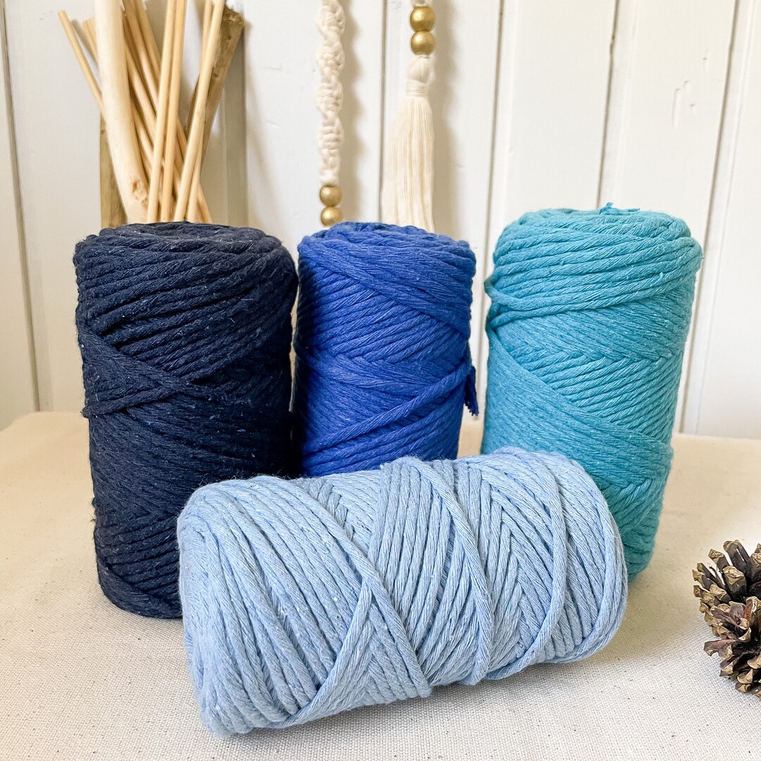 3mm Macrame Cotton Spool With 75 Meters Yarn for Rainbow Blue Color ...
