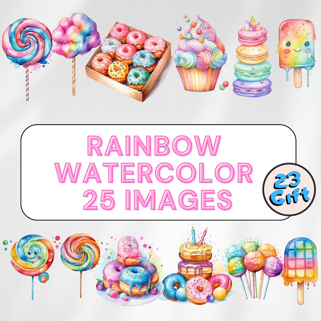 Watercolor Rainbows Clipart Cute Nursery Watercolor Clip Art - Etsy
