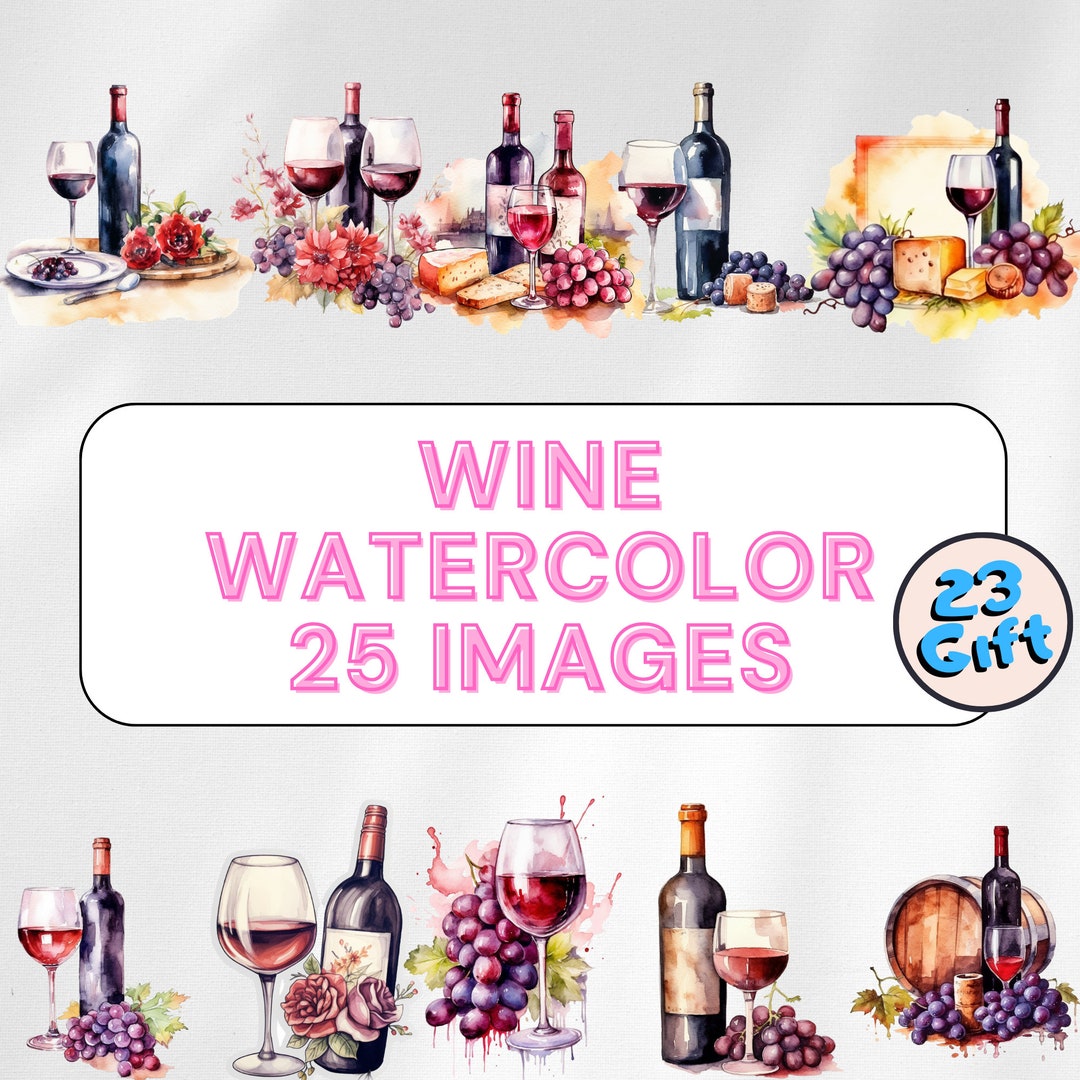 Wine Alcohol Colorfull Watercolor Chardonnay Clipart Grapes - Etsy