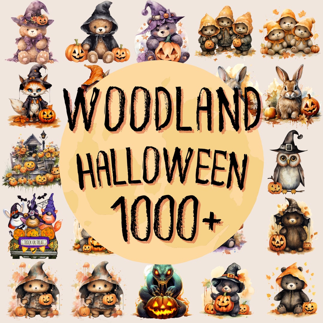 1000 Halloween Woodland Bundle Clipart Woodland Animals - Etsy