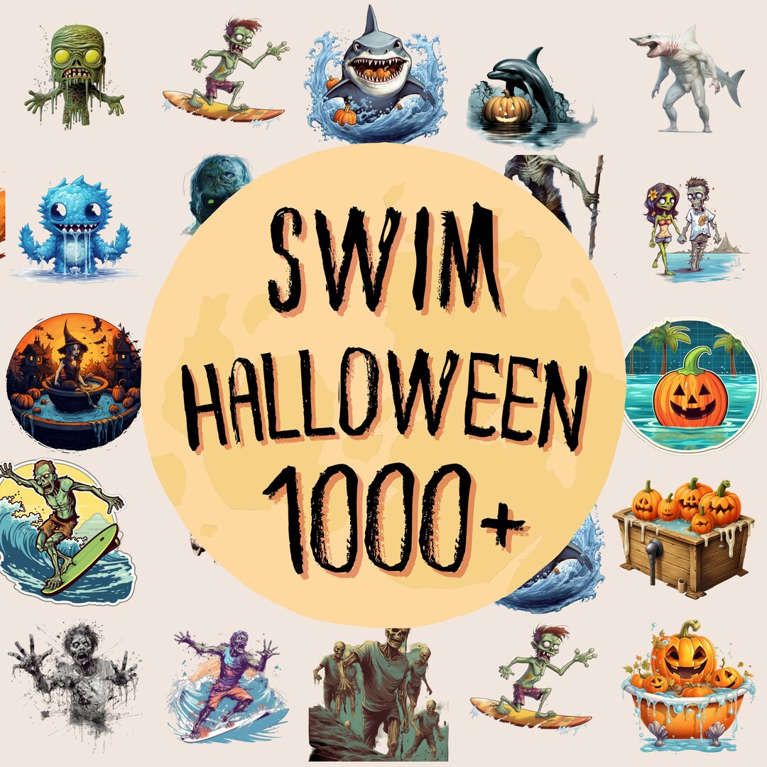 1000 Halloween Swim Bundle Clipart, Swimmer Snapshot Png,swimming ...