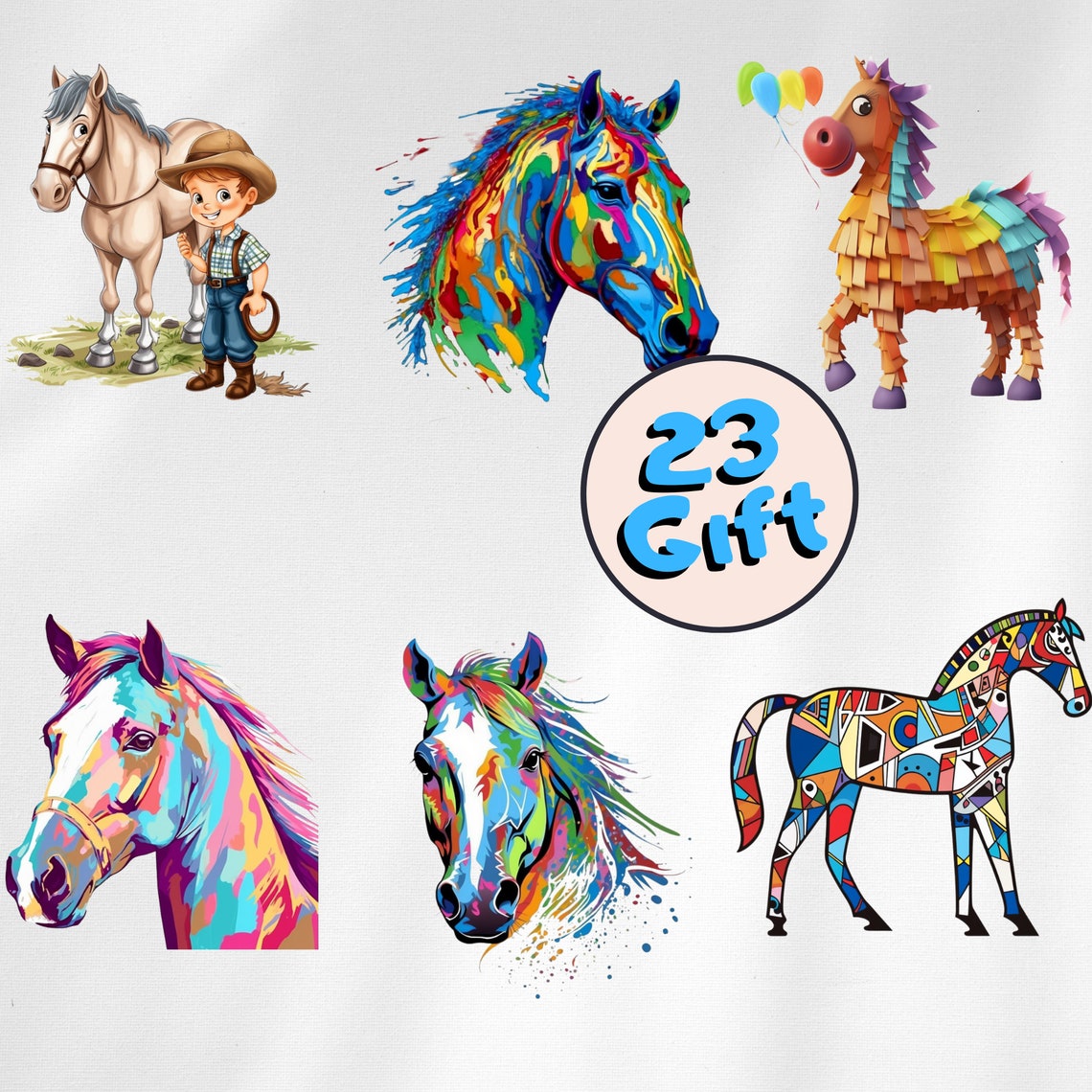 Rainbow Watercolor Horse Clipart Horses Print Rainbow Horse - Etsy