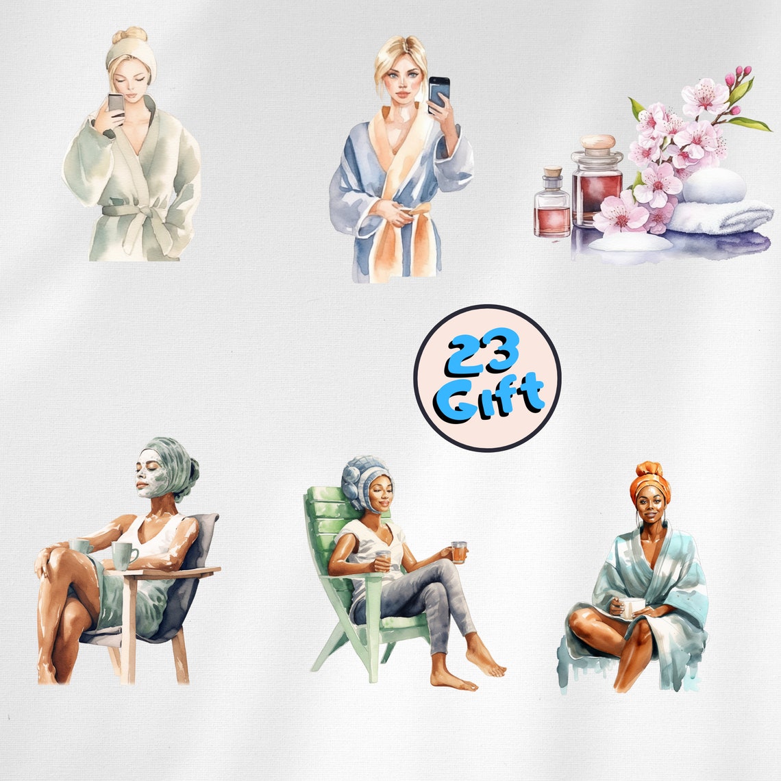 Selfcare Clipart, Spa Clipart Massage Clipart, Feminine Skincare ...