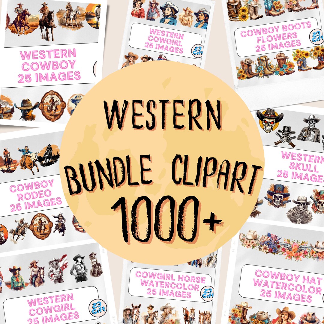 Watercolor Western Clipart Bundle Clipartwatercolor - Etsy