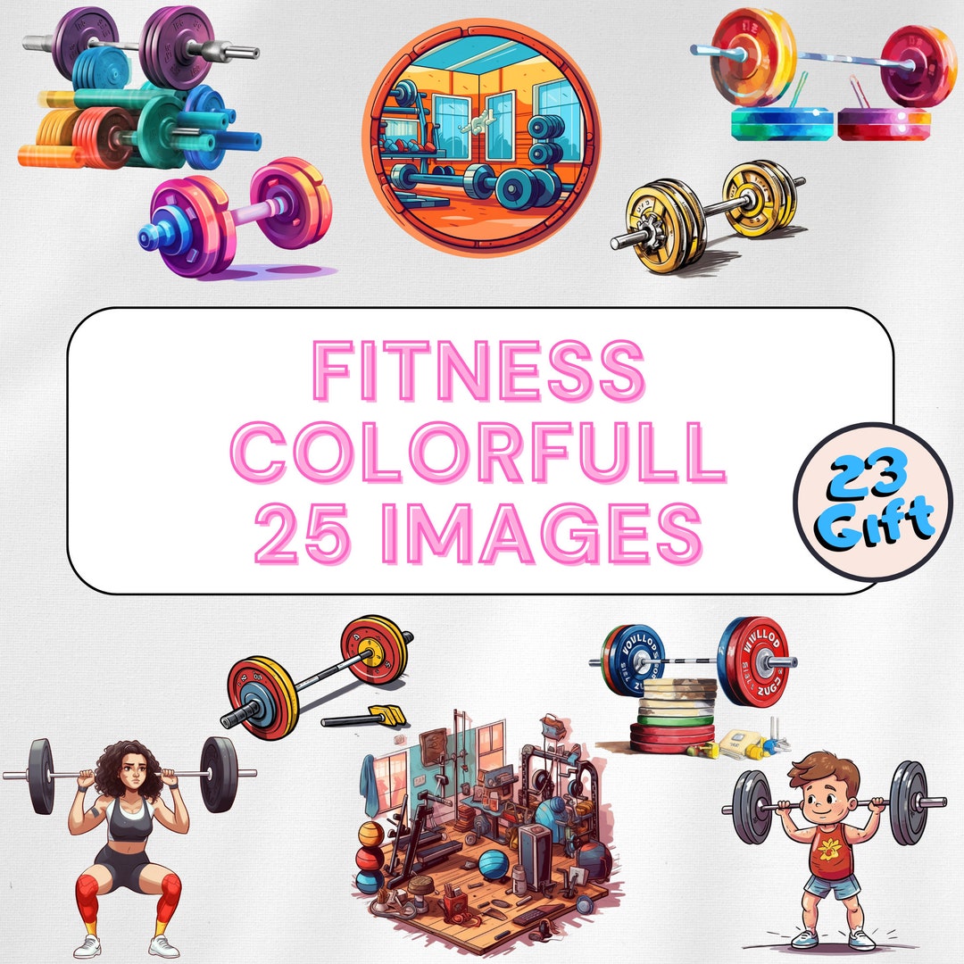 Watercolor Fitness Clipart Workout Clipart Gym and Fitness - Etsy