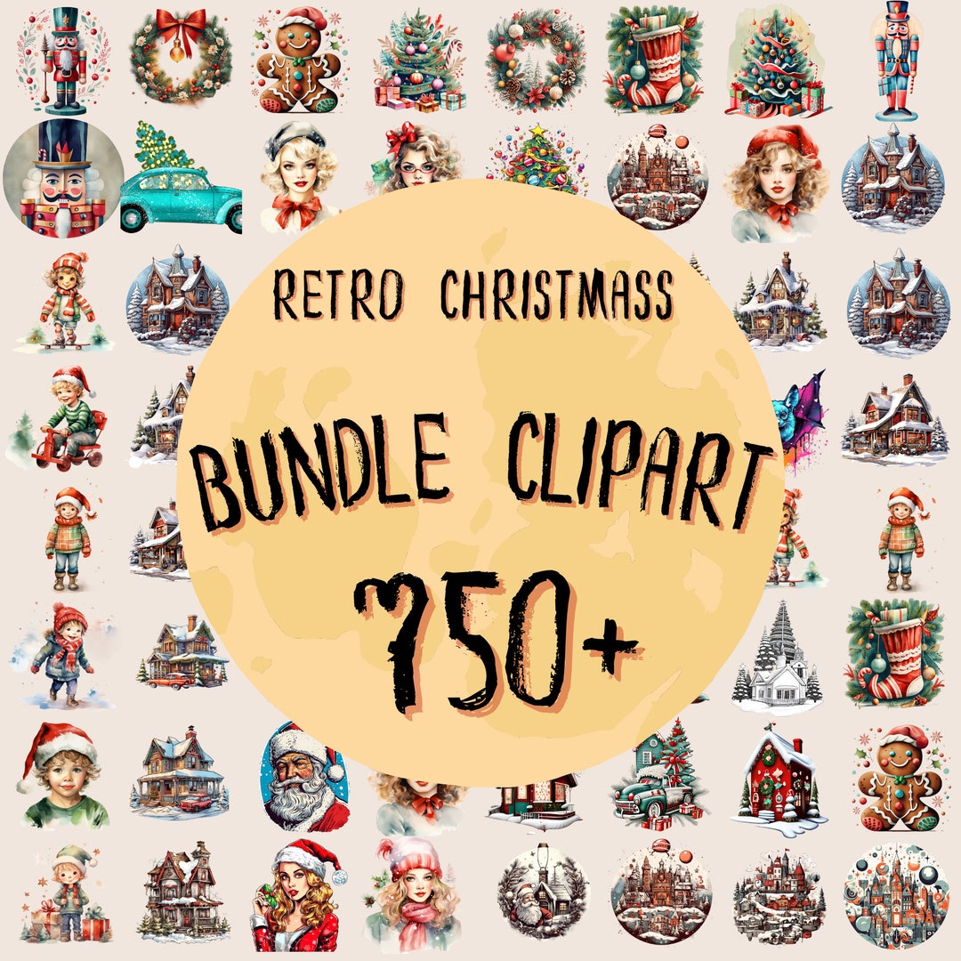 Retro Christmas Clipart Bundle Christmas SVG Groovy - Etsy