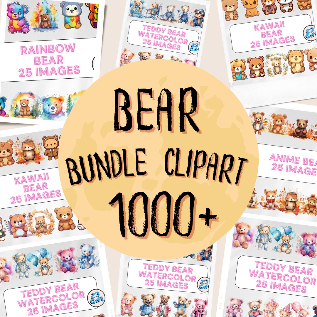 Watercolor Teddy Bear Bundle Clipart, Watercolor Clipart, Teddy Bear ...
