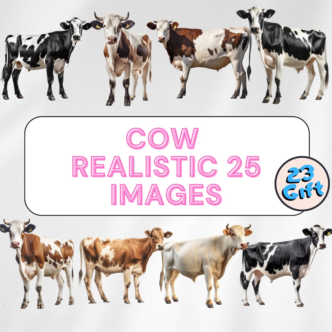 Cow Realistic Clipart Watercolor Cow Clip Art Animal PNG - Etsy