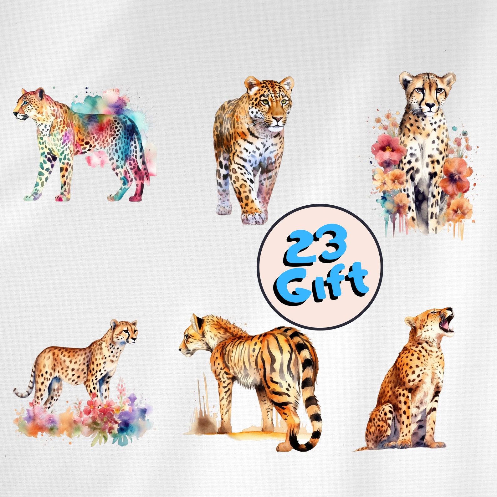 Cheetah Watercolor Clipart Bundle Cheetah Images Animal - Etsy