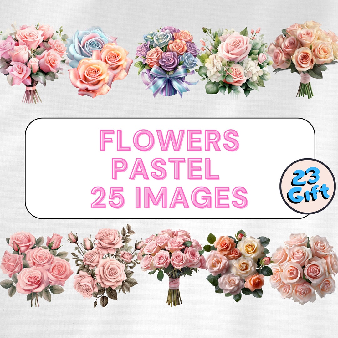 Pastel Flowers PNG, Watercolor Floral Clipart Bouquets, Watercolor ...