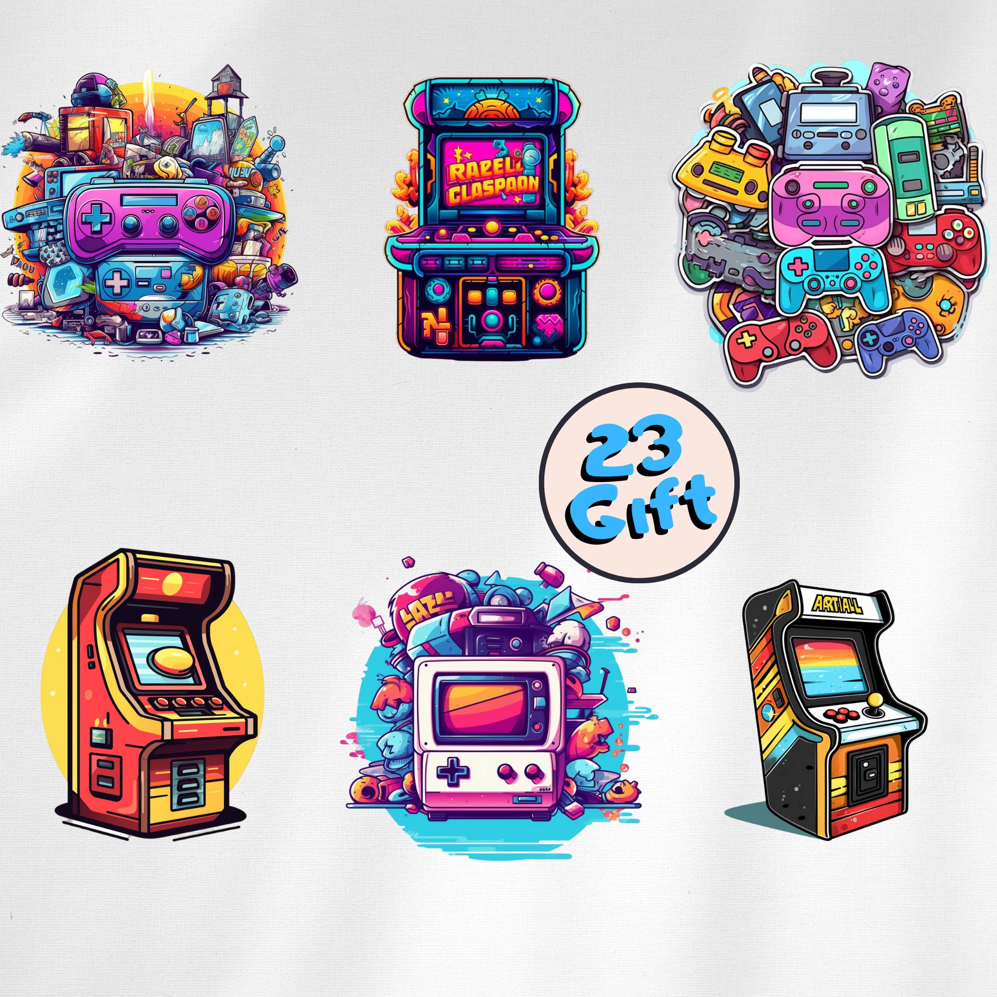 Nostalgia Gaming Colorful Clipart, Video Game Clipart, Retro Arcade ...