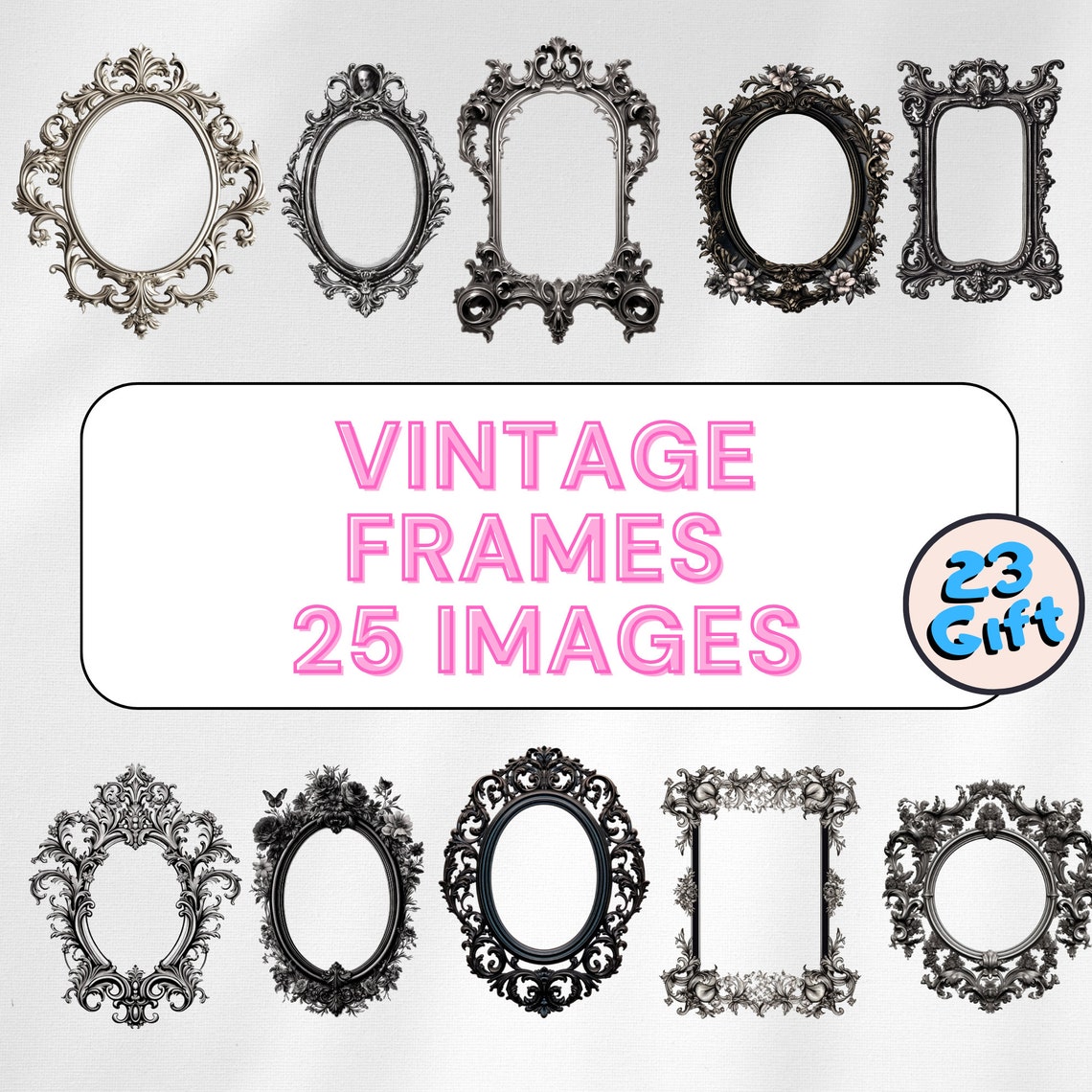 Vintage Antique Vintage Frames Clipart, Ornate Frames Clipart Printable ...