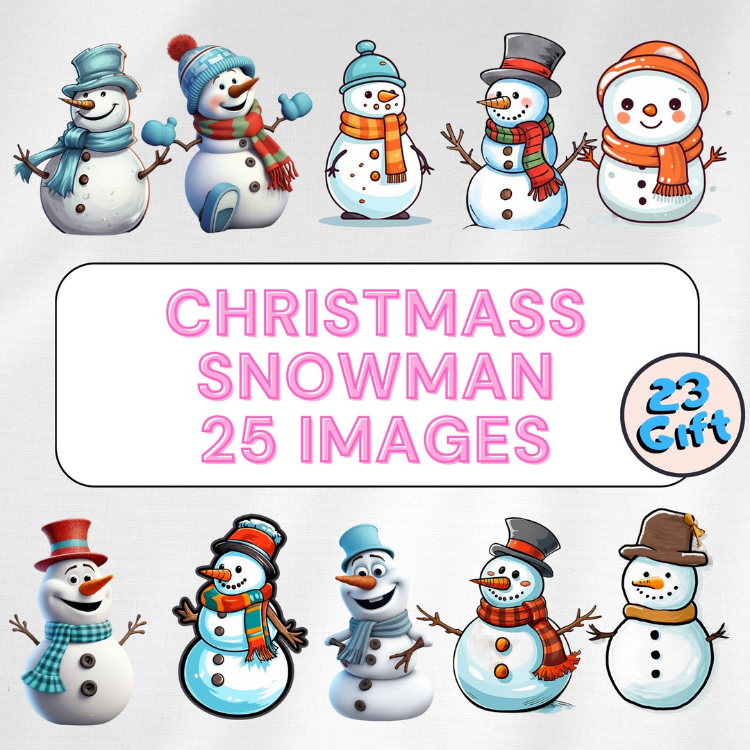 Christmas Snowman Clipart, Watercolor Christmas Clipart, Watercolor ...