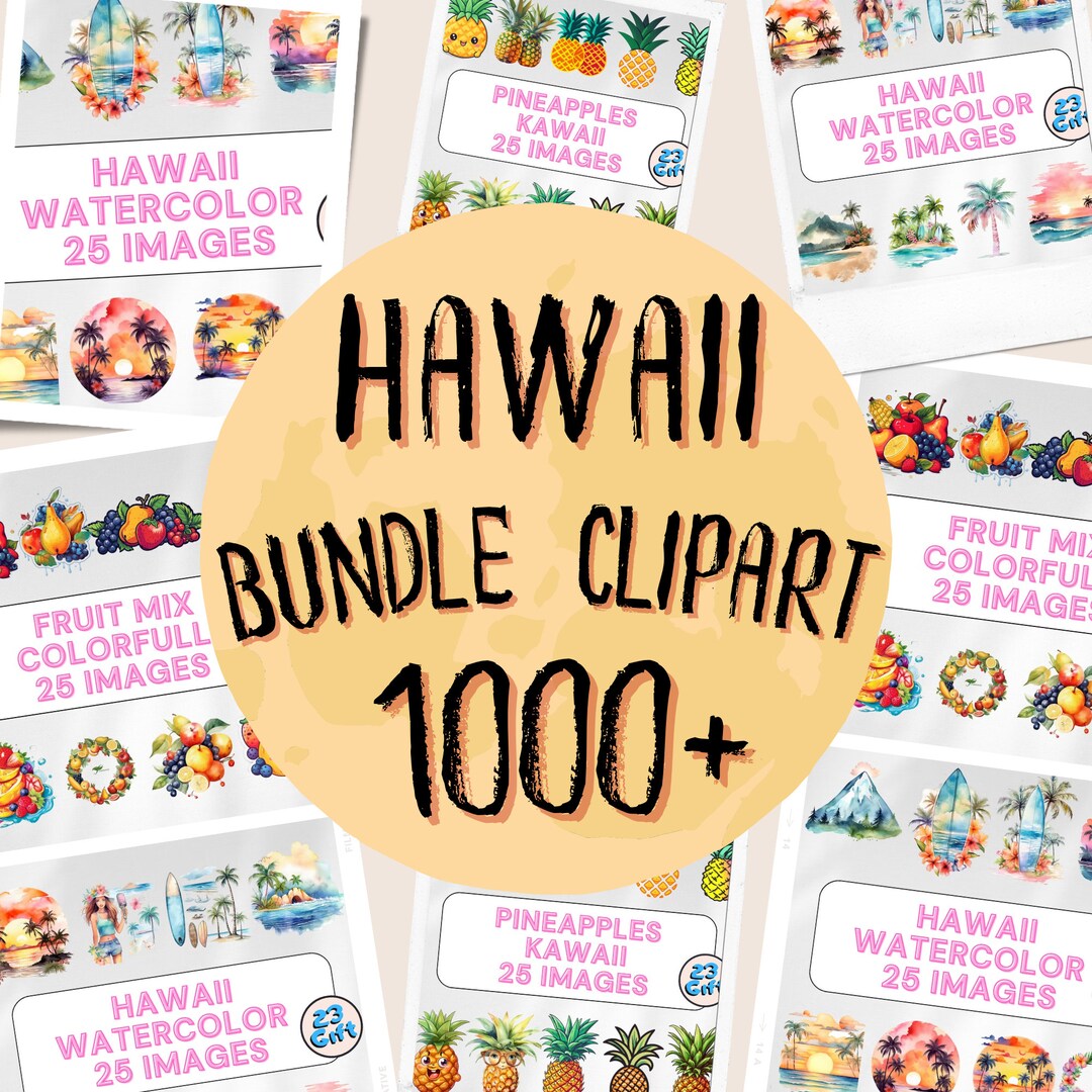 Watercolor Hawaii Clipart Watercolor Clipart Tropical Island - Etsy