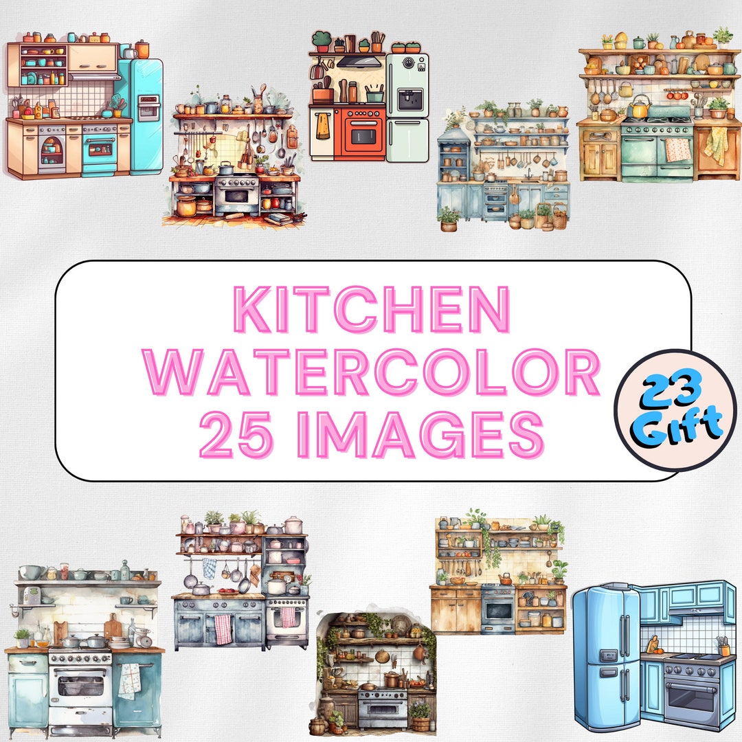 Watercolor Rustic Cooking Clipart Bundle Kitchen Clipart - Etsy