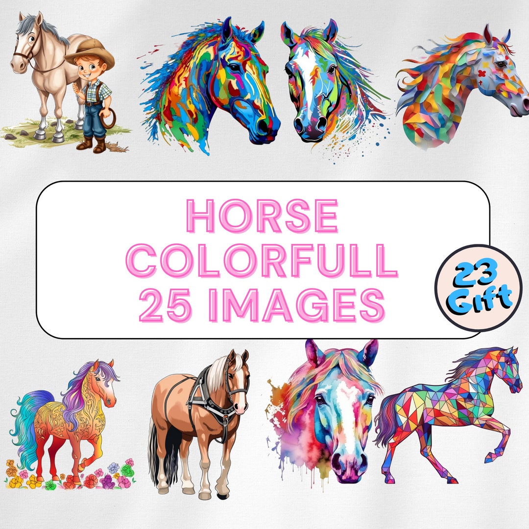 Rainbow Watercolor Horse Clipart Horses Print Rainbow Horse - Etsy