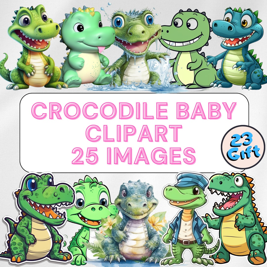 Baby Cute Crocodiles Clip Art Png Crocodile Png Crocodile - Etsy