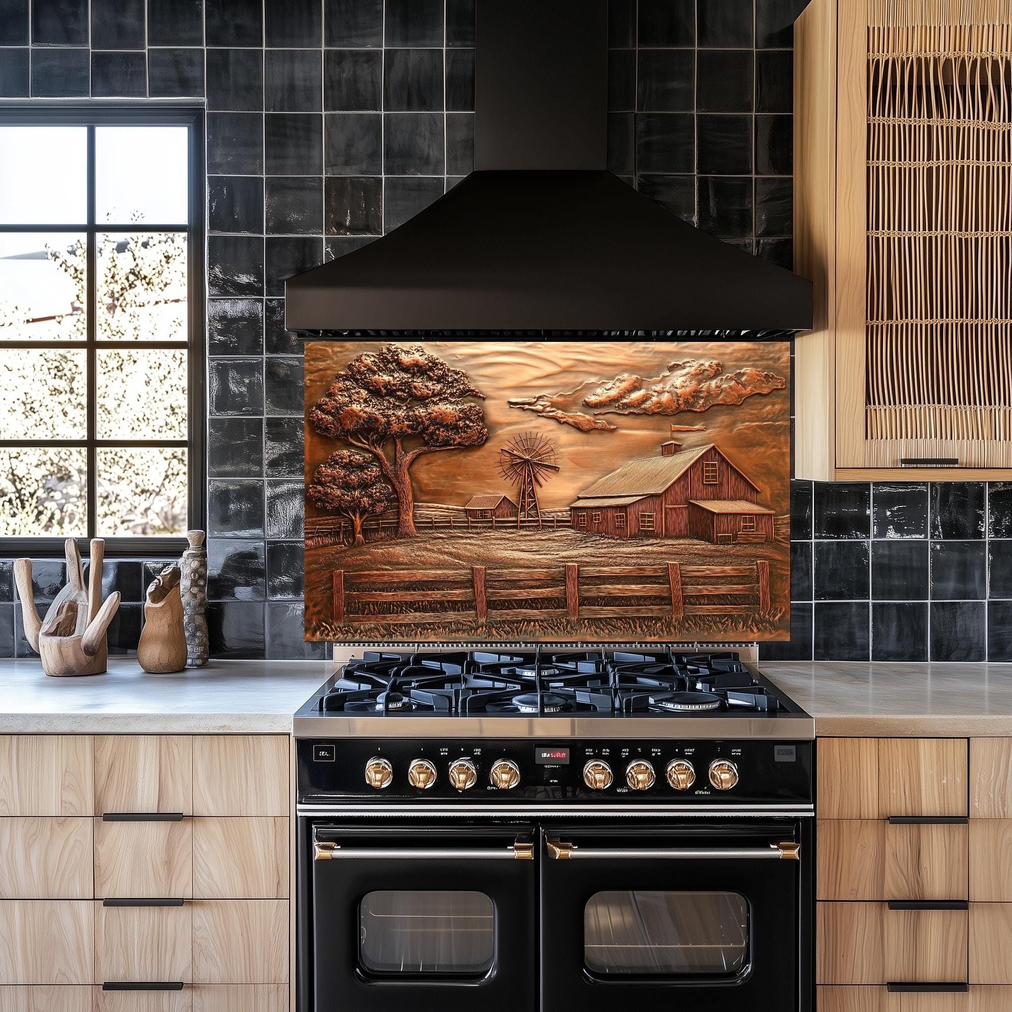 Farmhouse Theme Fully Crafted Backsplash, Tempered Glass Backsplash ...