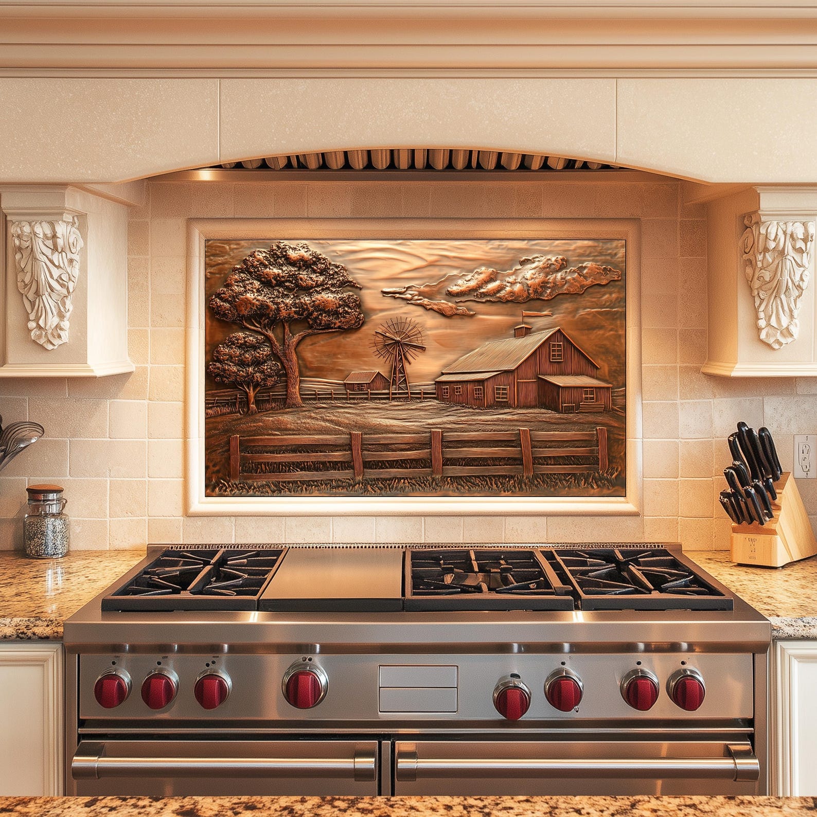Farmhouse Theme Fully Crafted Backsplash, Tempered Glass Backsplash ...